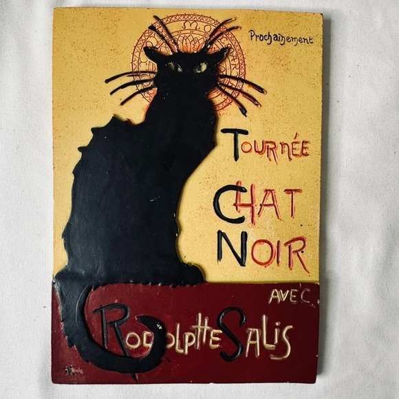 Wall Decor | Tournee Du Chat Noir 3d Relief Ceramic Tile 5x7 Vintage ...